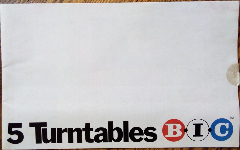 BIC 920 960 980 5 Turntables Venturi Formula 2 4 5 6 7 Manuals ...