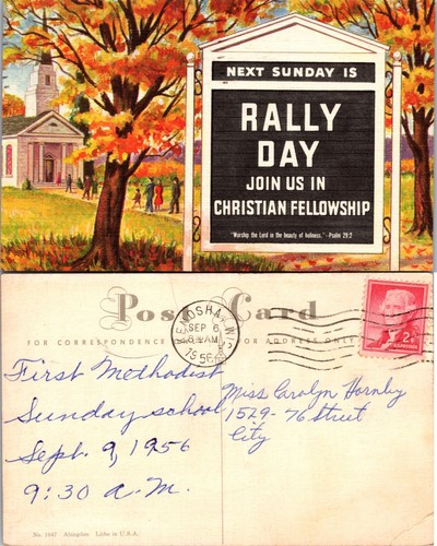Christian Fellowship Rally Day Autumn Church Postcard | eBay