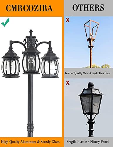 Vintage Outdoor Post Light 3-Headed Lamp Post IP65 Waterproof Street ...