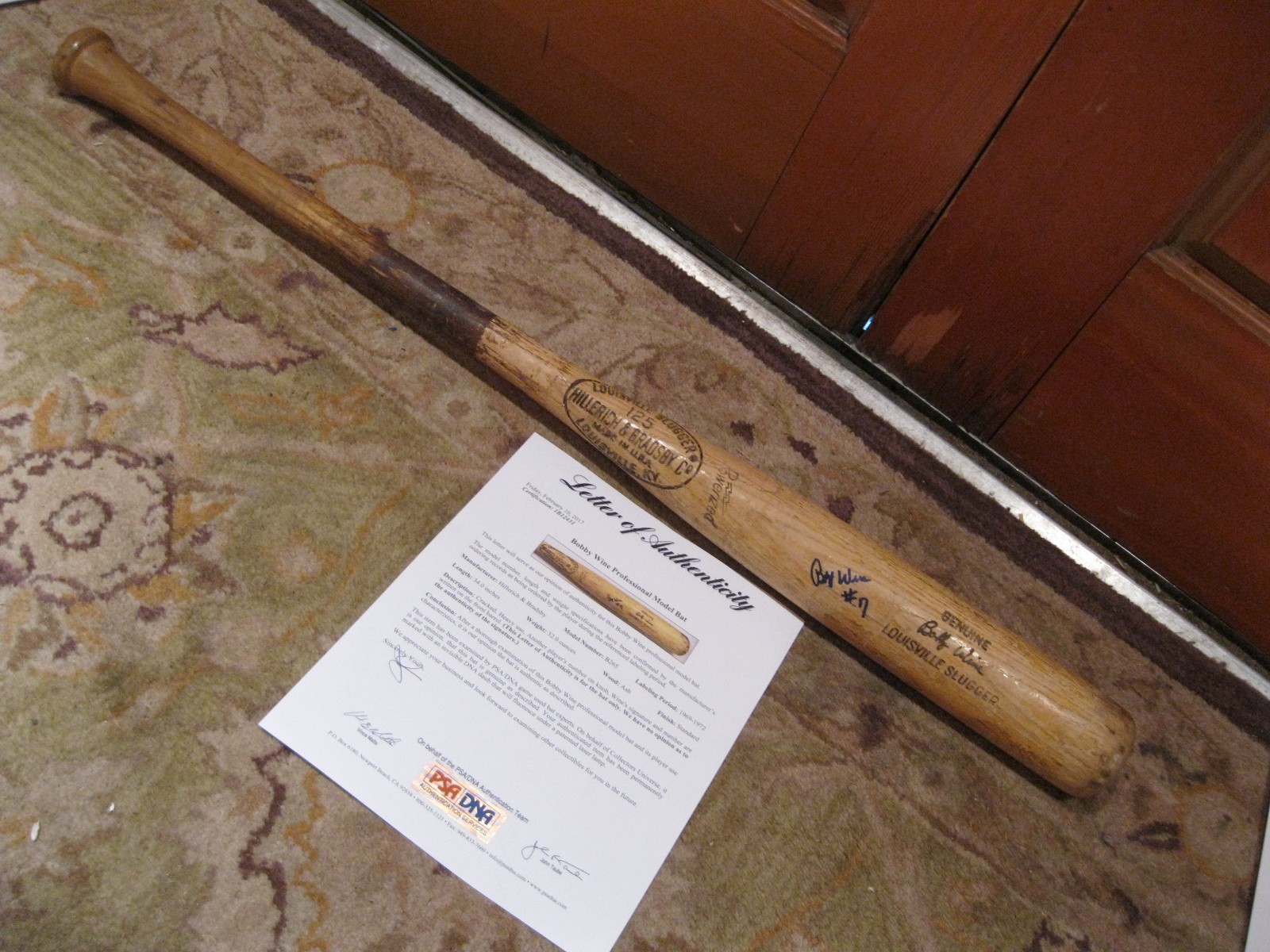 Bobby Wine Game Used Autographed Hillerich& Bradsby Baseball Bat PSA ...