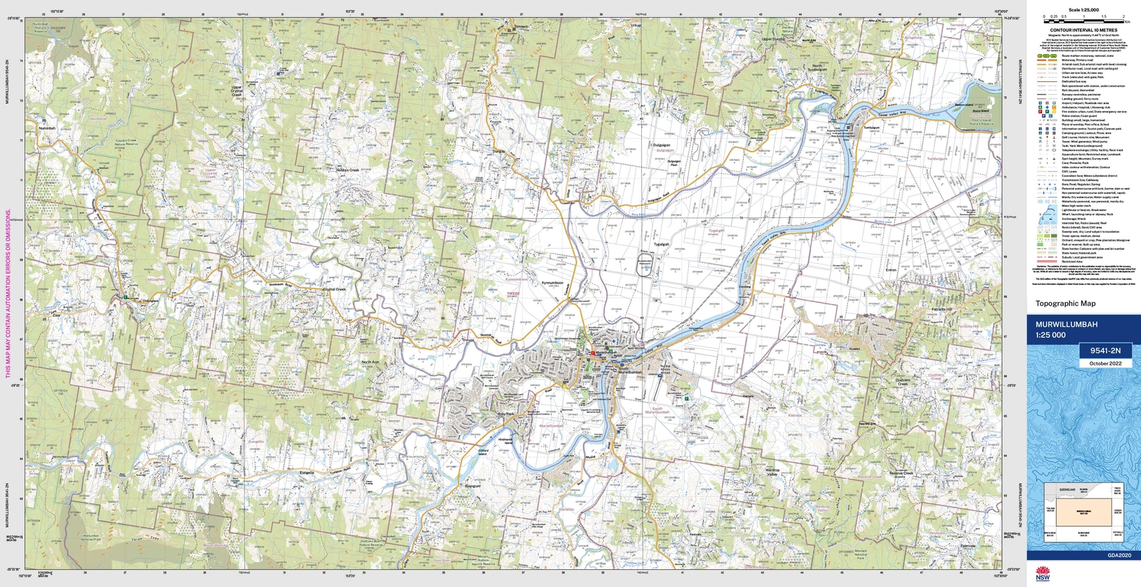 Murwillumbah 9541-2N Topographic Map 1:25k | eBay