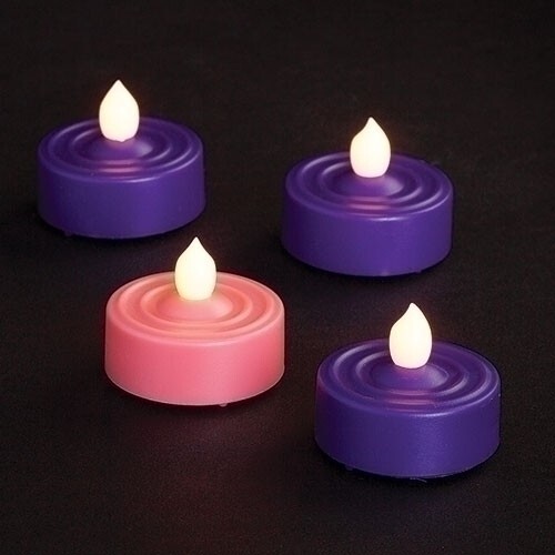 4 Piece Advent LED Tea Light Candles, Holiday Advent Decor, Tabletop ...