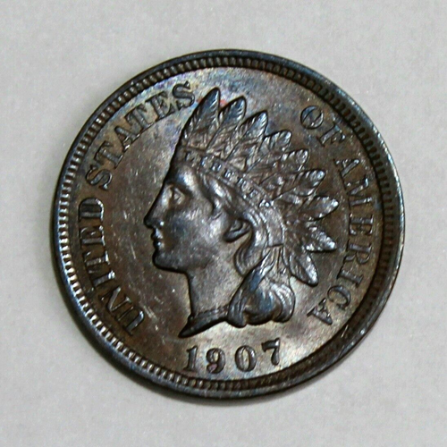1907 Indian Head Penny Cent Uncirculated UNC BU Great BN Example Brown ...