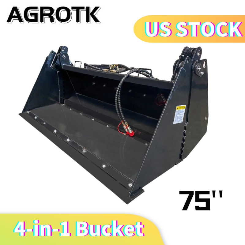 74" 4-In-1 Combo Bucket Multi-Purpose Skid Steer Bucket Cutting Edge ...