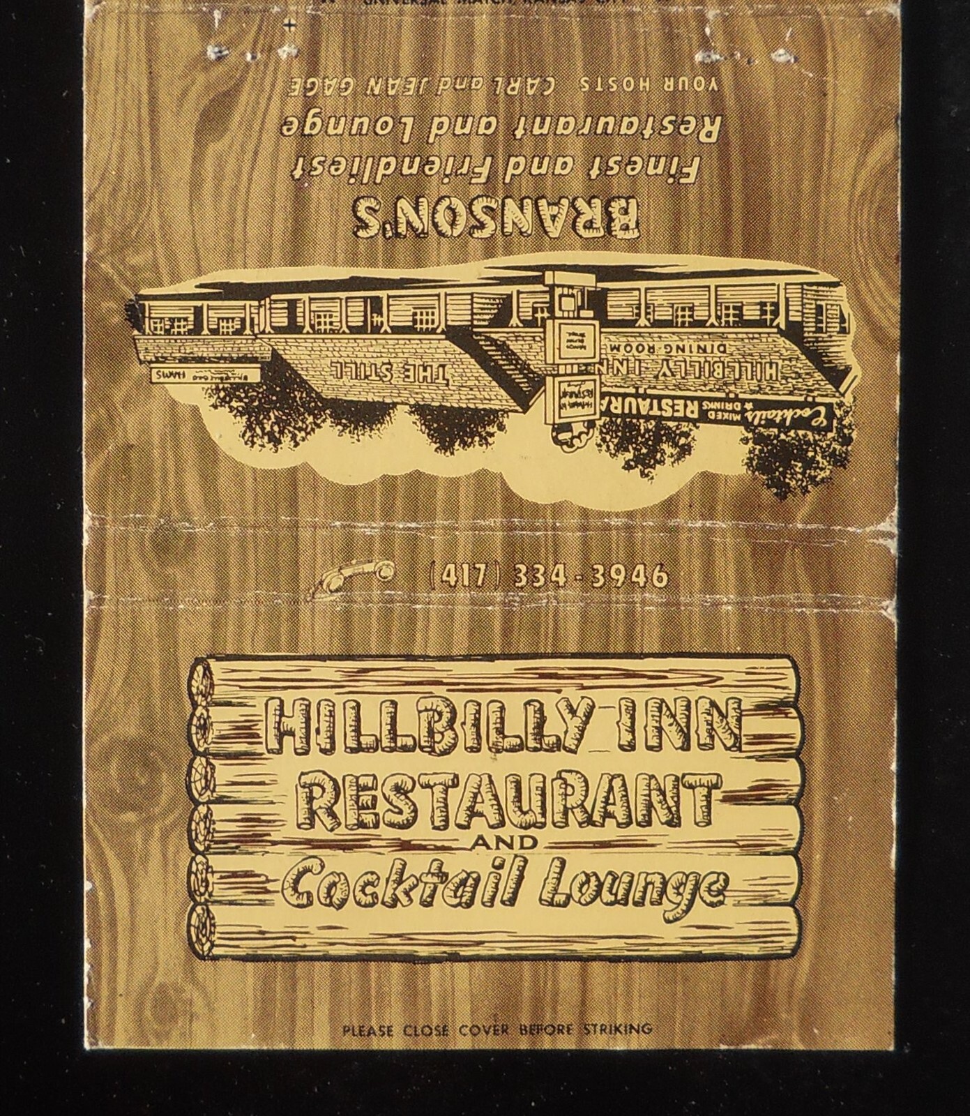 1960s? Hillbilly Inn Restaurant Ozark Home Cooking Carl and Jean Gage ...