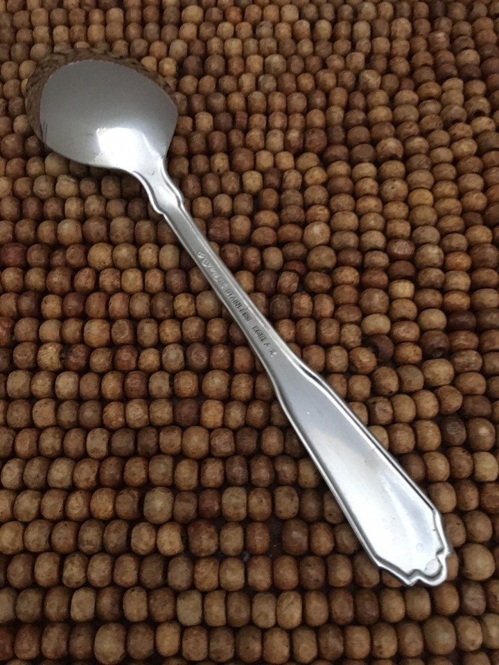 Rogers Co Stainless BRENTWOOD Black Beaded Burnished Floral TEASPOON 6 ...