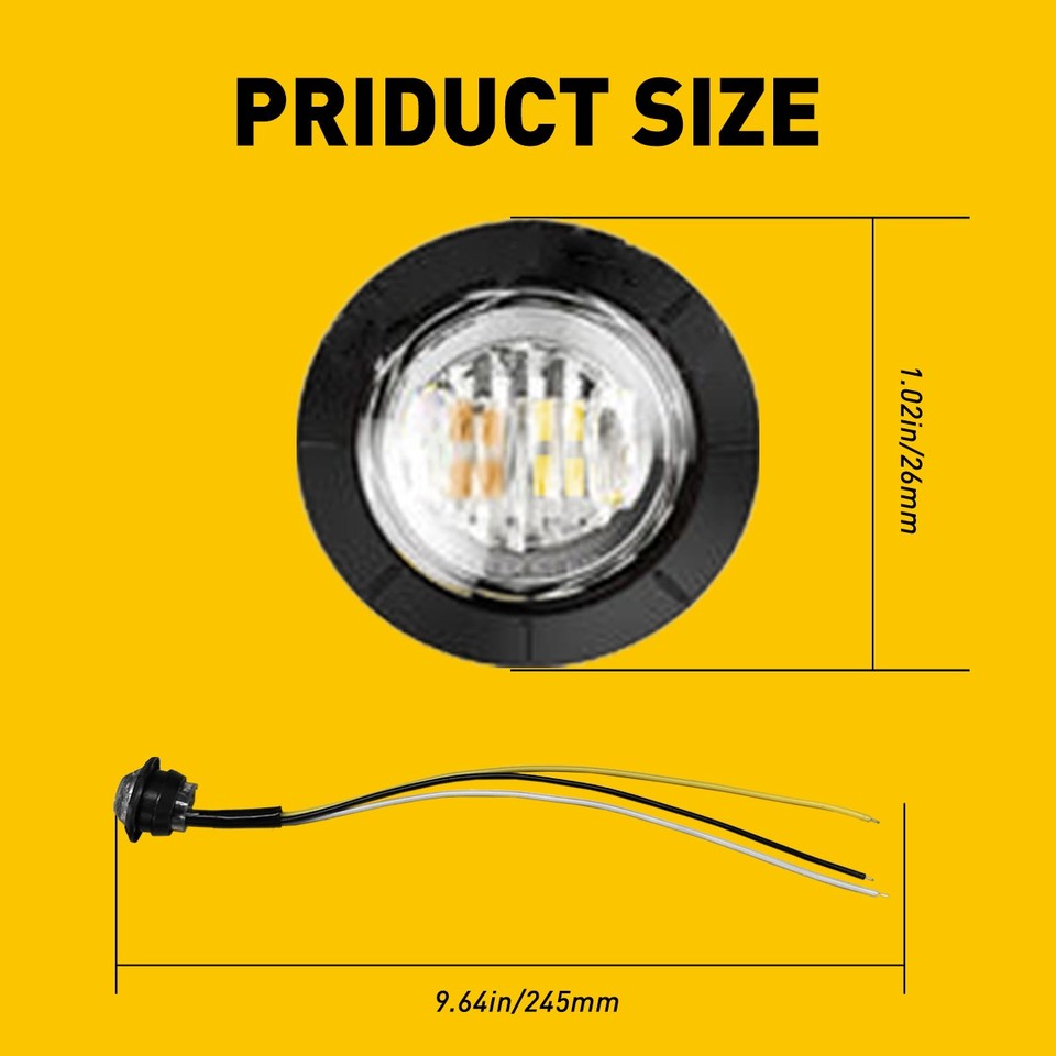 20x 3/4" LED Round Marker Lights Dual Color Truck Trailer 12V Bullet ...
