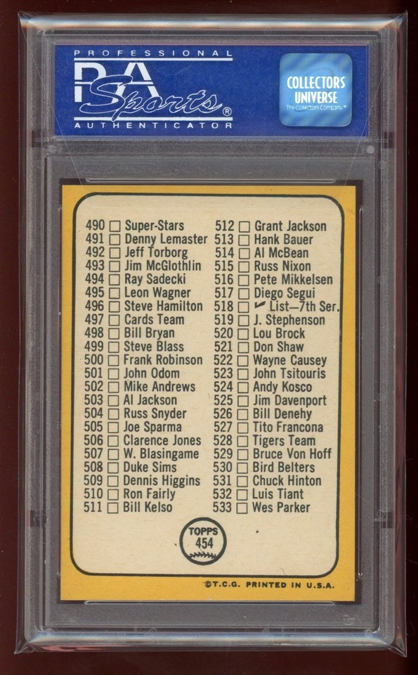 1968 Topps #454 Checklist 458-533 PSA 9 | eBay