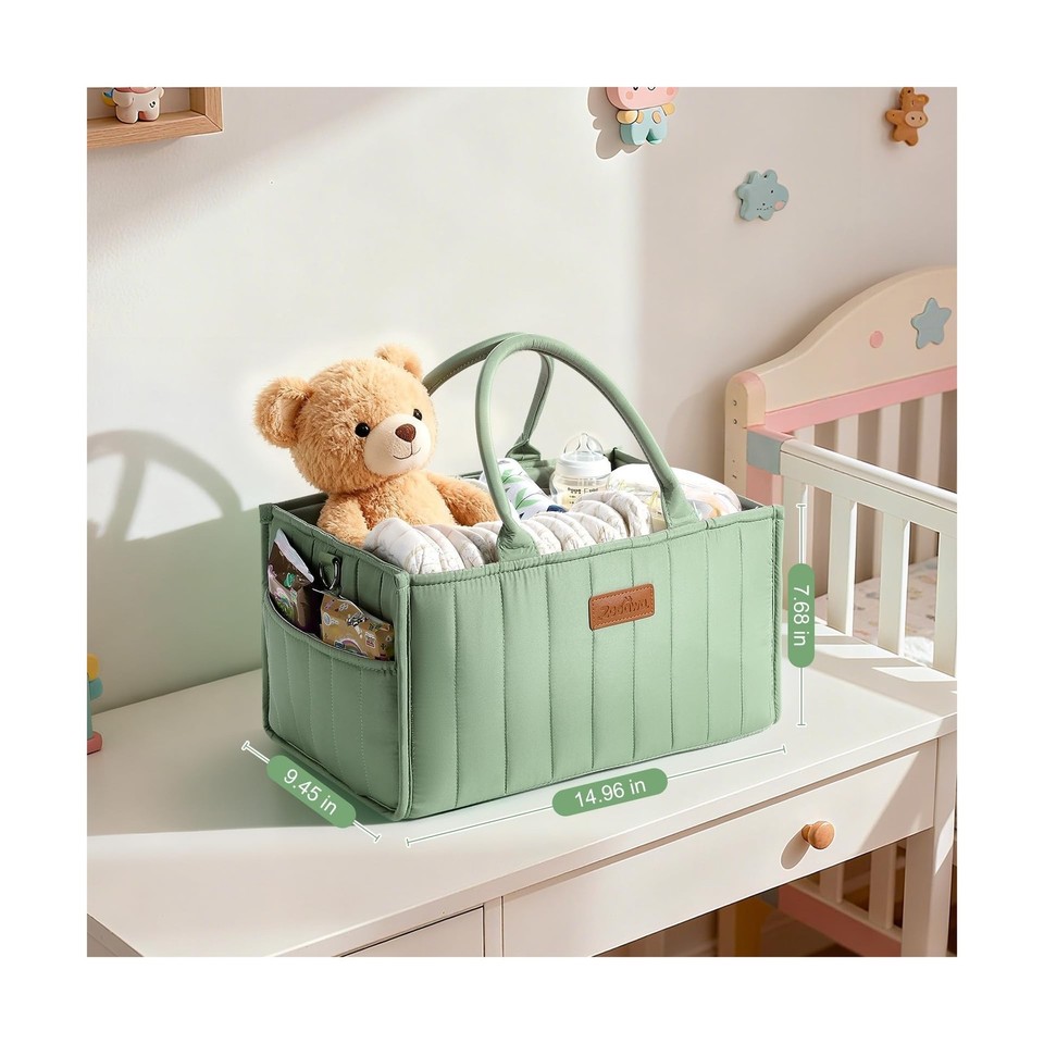 Zooawa Baby Diaper Caddy Organizer, Portable Nursery Storage Basket ...