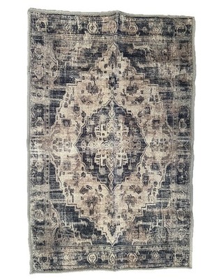 Gloria Machine Washable Rug 2X3 GLR88 Blue Brown Cream Faded-Look | eBay UK