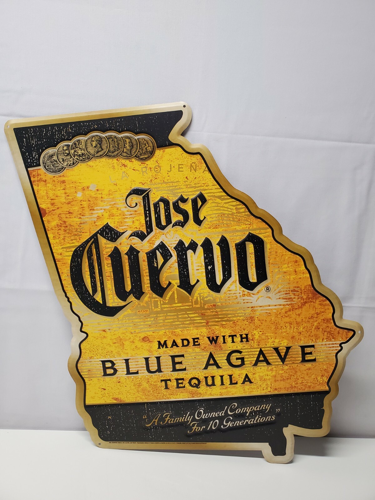 Jose Cuervo Blue Agave Tequila-Yellow & Black Tin Sign-Georgia State-17 ...