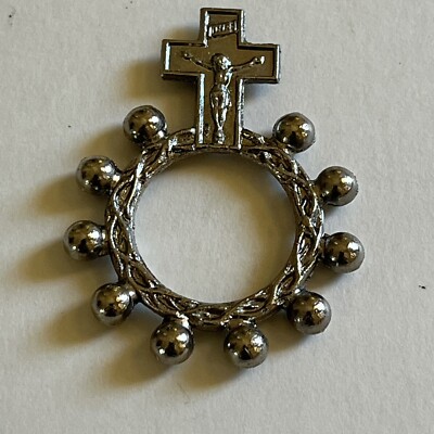 Unique Silver Religious Cross Vintage Round Rosary Finger Ring | eBay