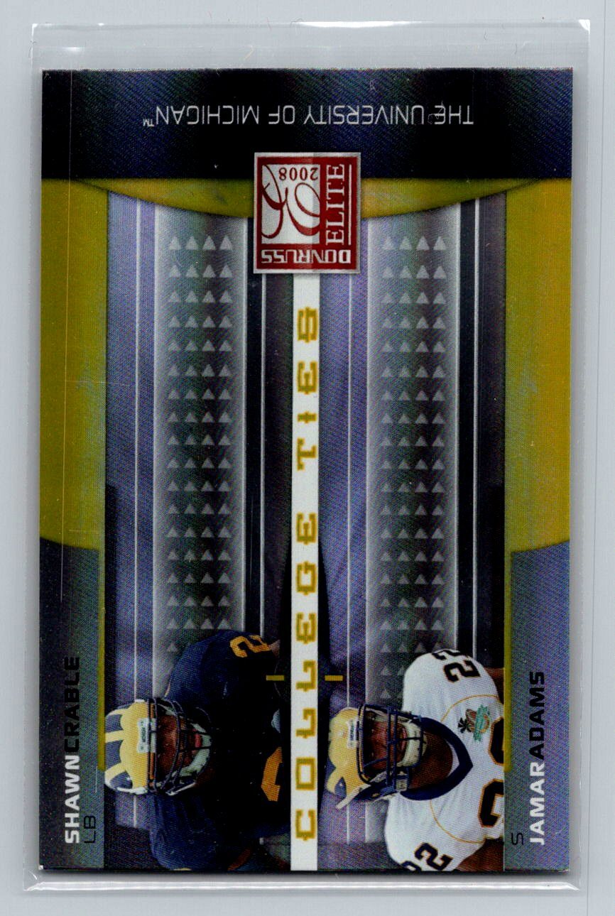 Shawn Crable, Jamar Adams 2008 Donruss Elite College Ties Combos Gold ...