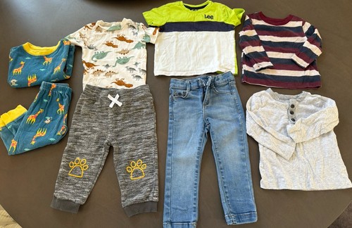 baby boy lot size 18-24M Clothes bundle fall Shirts tops jeans pjs mix ...
