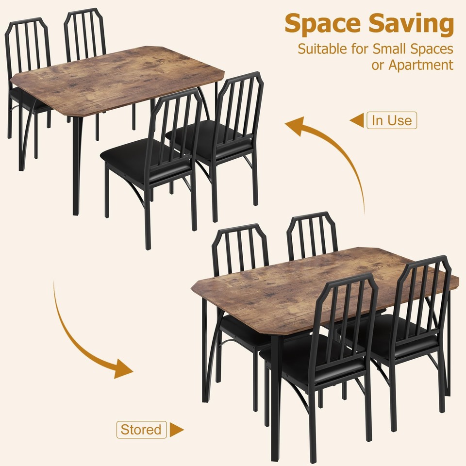 5-Piece Dining Table Set for 4 Person Dining Room Table Set Dinner ...