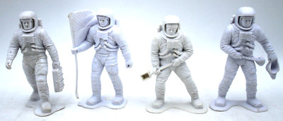 Four 1970 MARX Toys USA Made 6" White Astronauts Moon Landing Figures ...