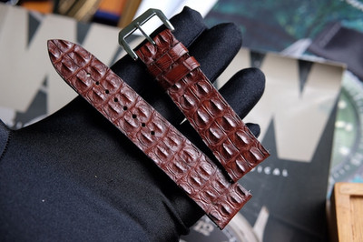 Brown Leather Hornback Watch Strap Silver Buckle Custom Watch Band ...
