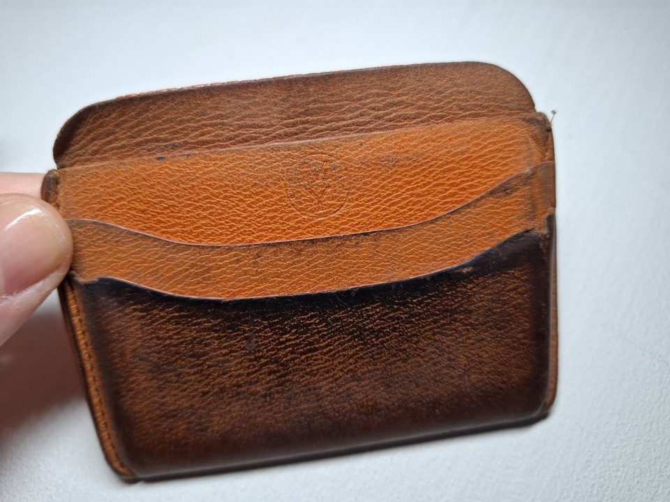 MY Orange Brown Genuine Leather Card Wallet Tan ID Holder Bag | eBay UK