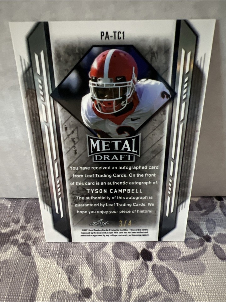 2021 Leaf Metal Draft Tyson Campbell /4 Auto Football Card | eBay