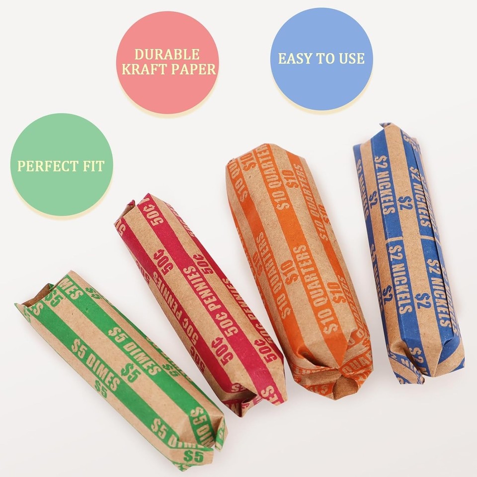 Assorted Coin Wrappers For Nickel Dime Penny Quarter Sorter Money ...