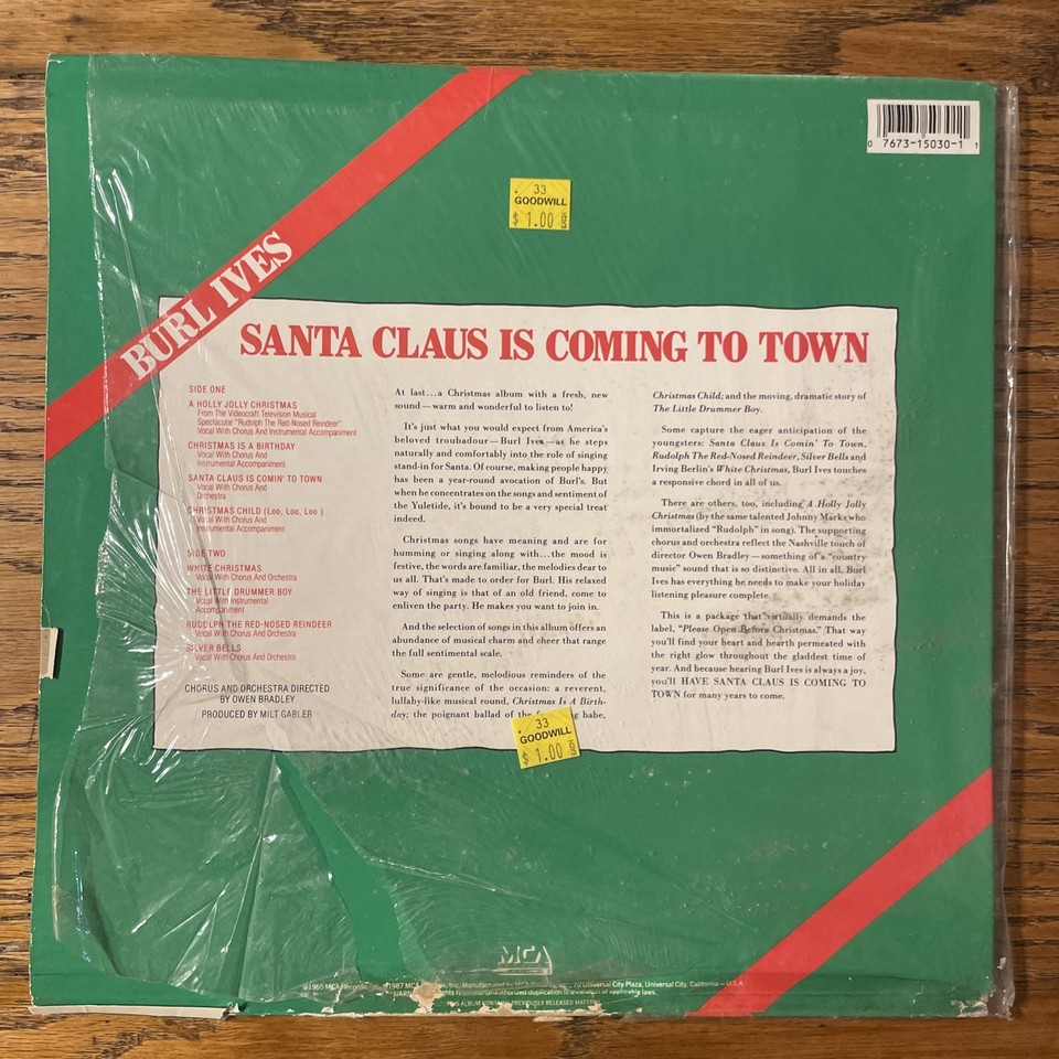 RARE Burl Ives Santa Claus Is Coming To Town LP MCA + Holly Jolly ...
