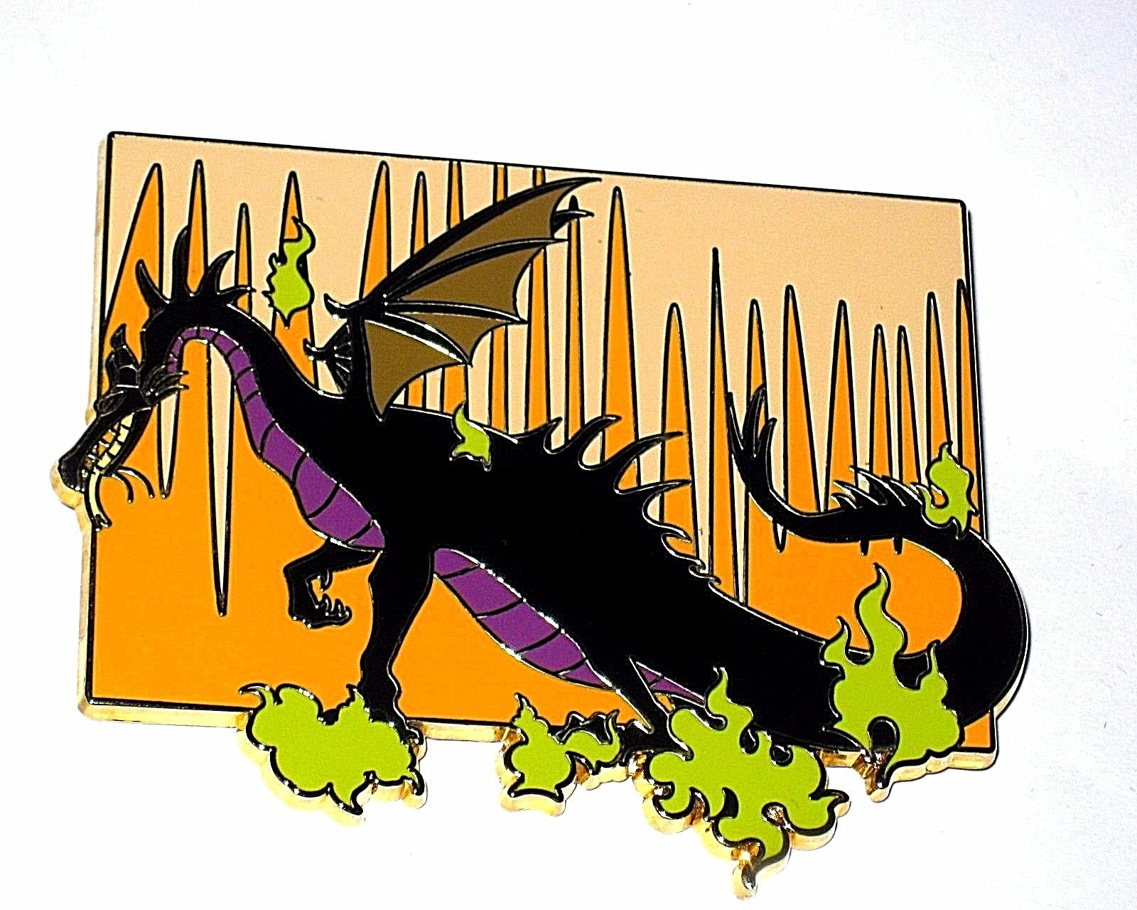 Rare JUMBO LE 300 Disney Pin Villain Maleficent Dragon Flames Yellow ...