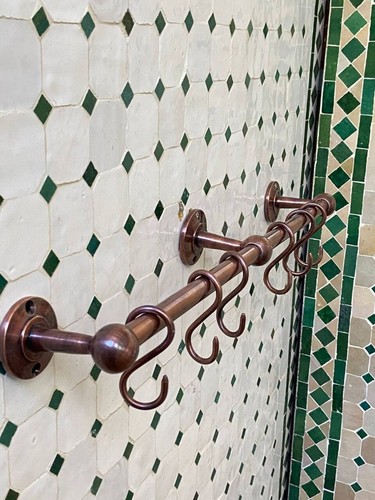 Antique Style Unlacquered Copper Pot Rack 20"/ Vintage Handmade Copper ...