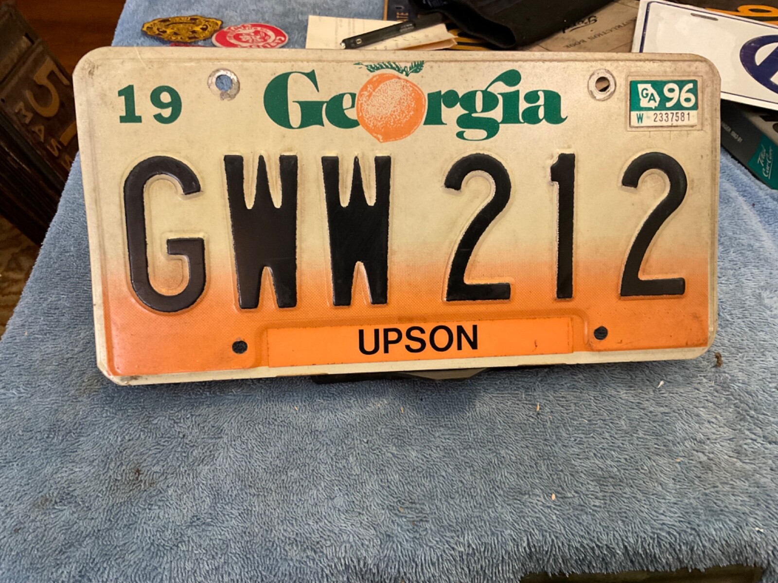 Georgia GA License Plate Upson County GWW 212 1996 | eBay