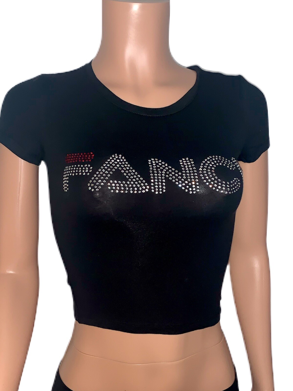 Y2K Stretchy Fitted Tight Sporty FANCY Rhinestone Bling Crop TopGlam ...