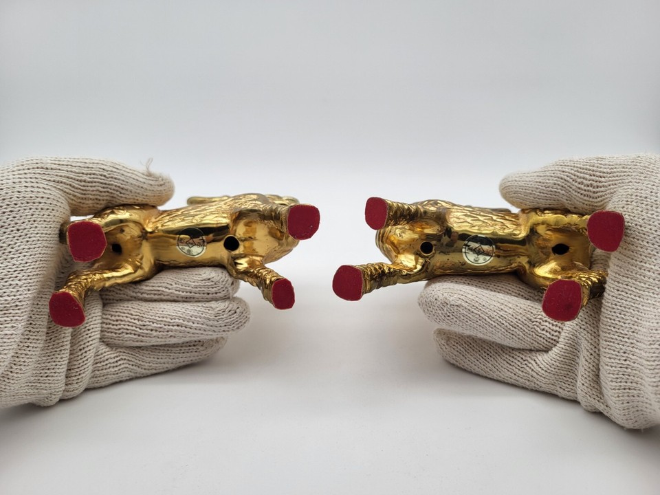 Vintage Chinese Brass Qilin Kirin Dragon Lion Mythical Beast Statues ...