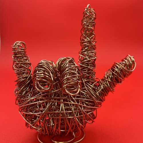 Handmade Copper Wire I Love You Sign Language Hand Sculpture Over 1 lb ...