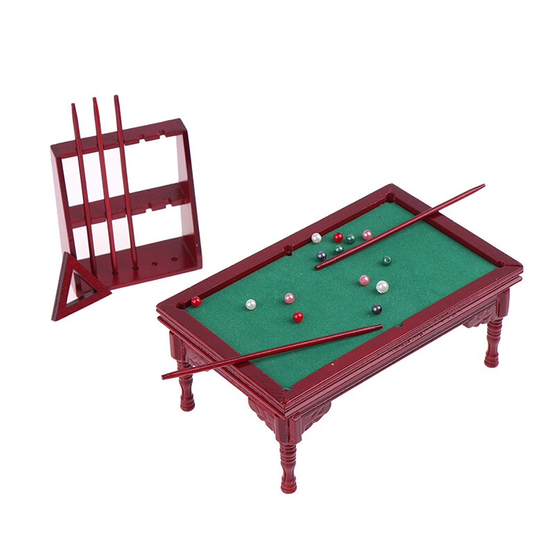 1:12 Dollhouse Miniature Billiards Wood Pool Table Set Doll Furniture ...
