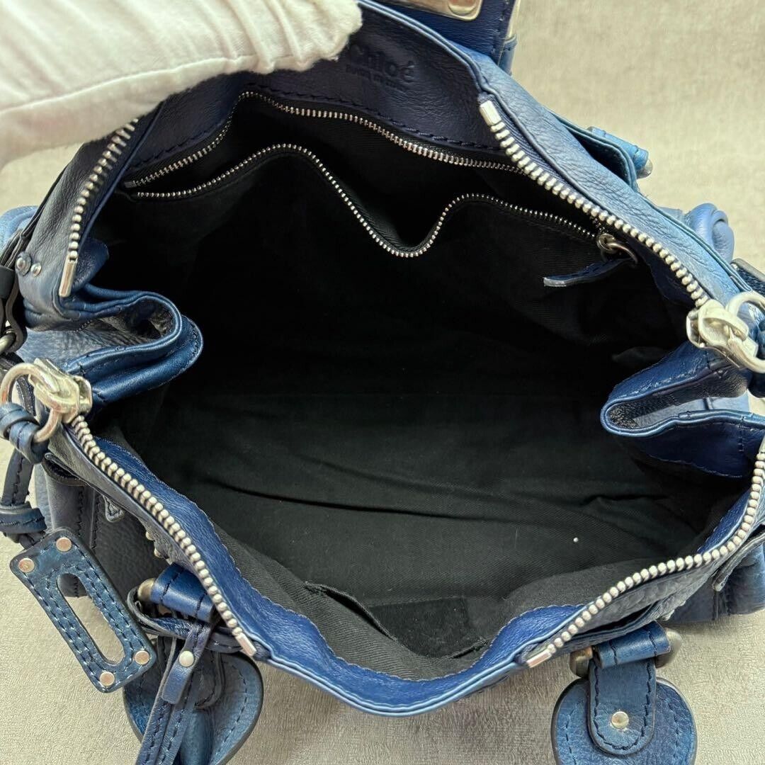 Chloe Paddington Silver Padlock Key Shoulder Bag Tote Blue Chloe Paddington Silver Padlock Key Shoulder Bag Tote Blue