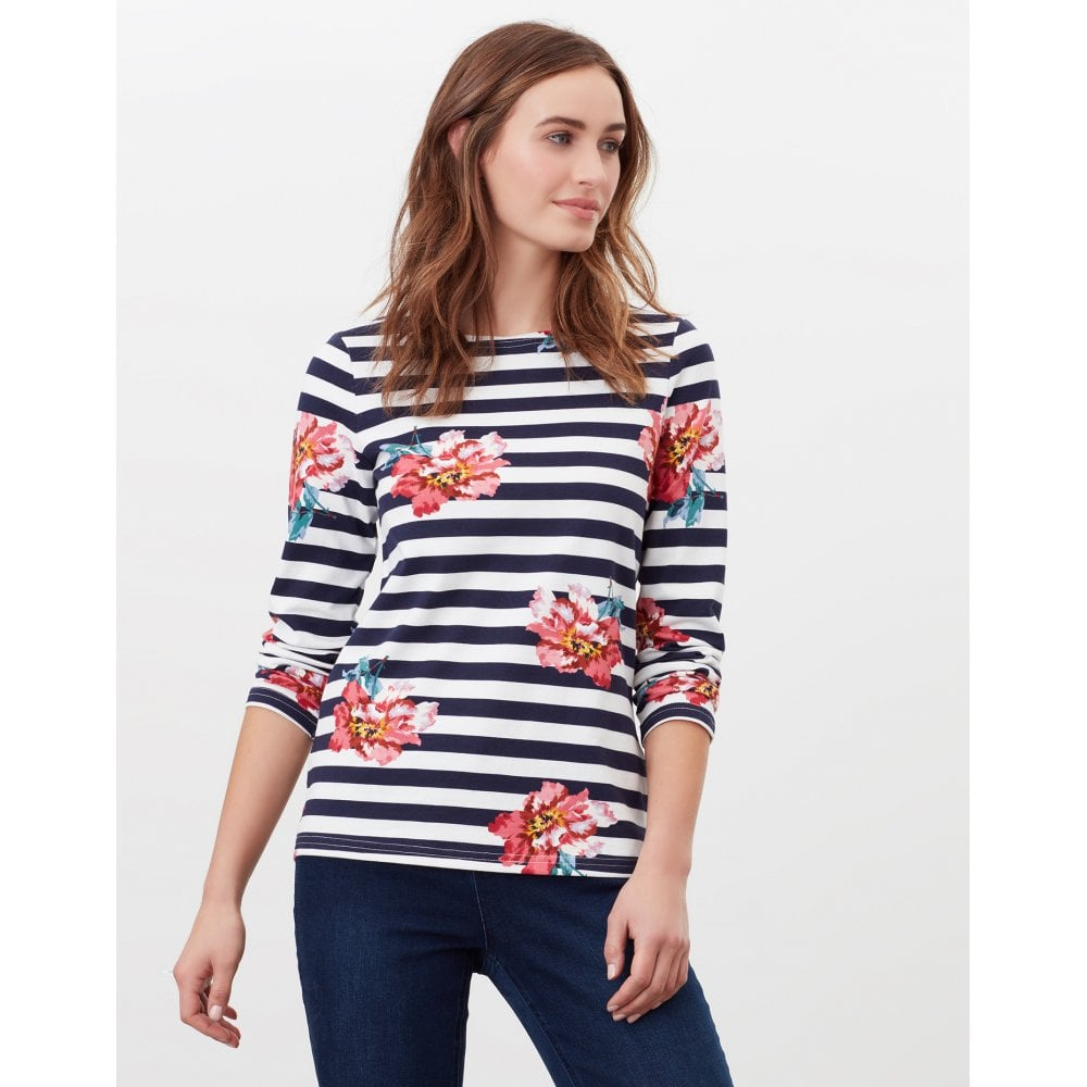 Joules Harbour Print Womens Long Sleeve Jersey Top - Creme Floral ...
