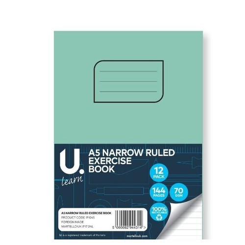 U.Learn A5 Exercise Book Narrow Ruled 72shts | eBay