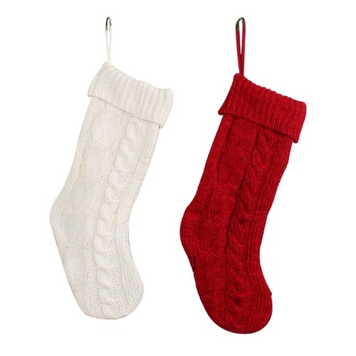 White Christmas Stockings Cable Knitted Stockings Sock | eBay