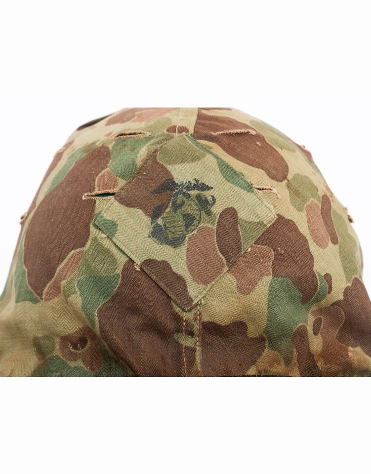 KOREAN WAR USMC M1 COMBAT HELMET FIXED BALE FRONT SEAMED DIAMOND EGA ...