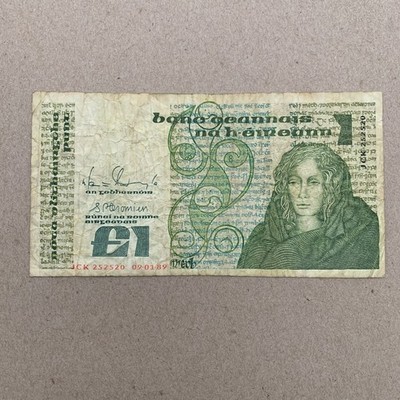 Ireland Republic, 1 pound, 1980's Queen Medb Irish Banknote. World ...