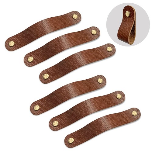 6Pcs 6.3 Inch Cabinet Handles Pulls Soft Leather Knobs Dresser Drawers ...