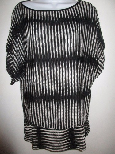 WOMEN'S MODELIA STRETCH PLUS BLACK AND WHITE SHEER TOP PLUS SIZE* | eBay