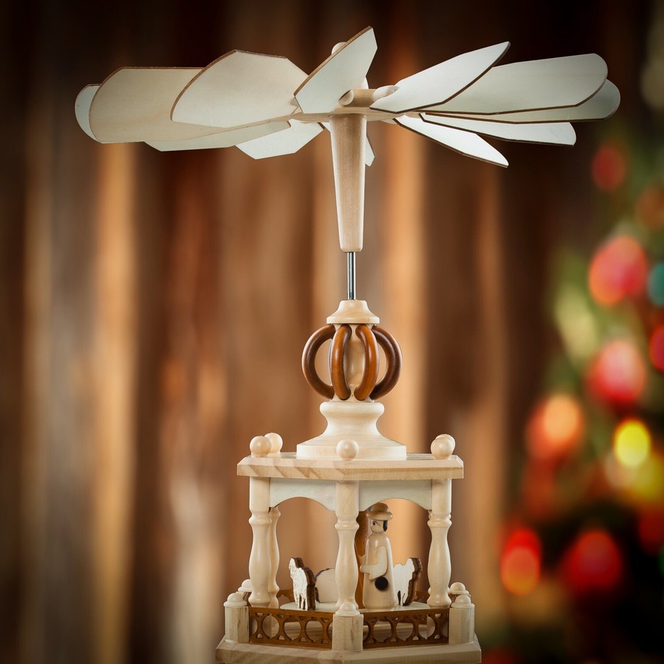 German Style Christmas Pyramid Carousel Nativity Windmill Scene- 17.5 ...