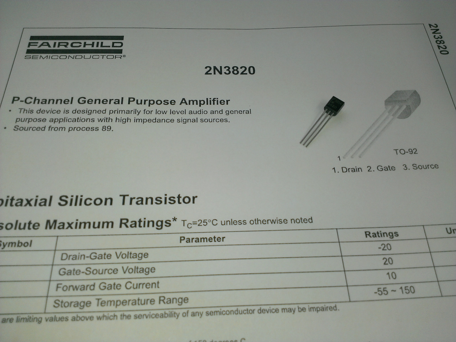 [10 pcs] Fairchild 2N3820 J-FET P- channel Transistor TO92 | eBay