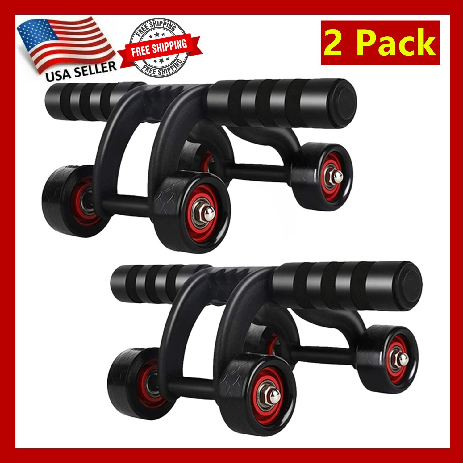 2 Pack 4-Wheel Ab Roller Abdominal Exercise Roller Core Workout Sport ...
