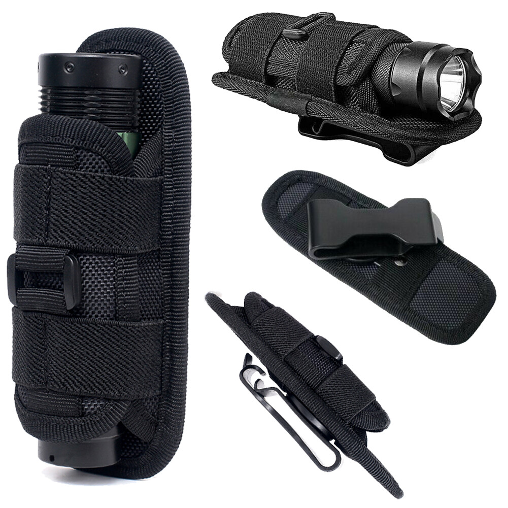 360° Rotating LED Flashlight Pouch Belt Portable Fixed Nylon Flashlight ...