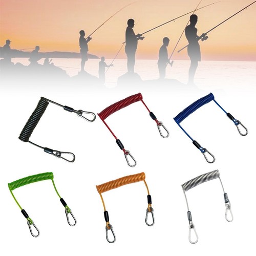 Fishing Lanyard Coiled Tether Coil Lanyard Heavy Duty Rope Steel Wire ...