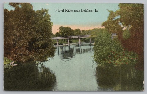 LeMars Iowa~Floyd River Bridge~Trees At Water's Edge~1910 Vintage ...