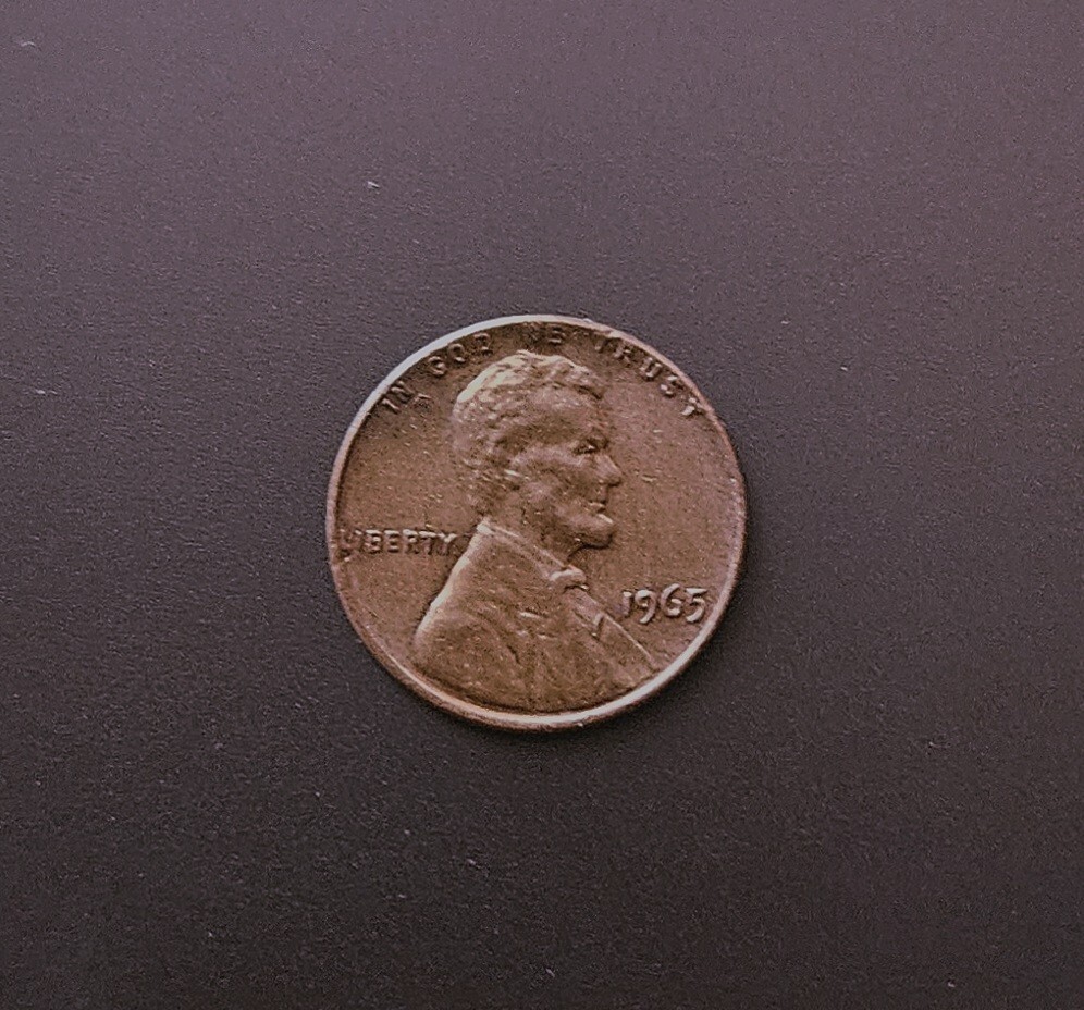 1965 lincoln penny "NO MINT MARK" + Error "L" iberty & "We Trust" edge ...