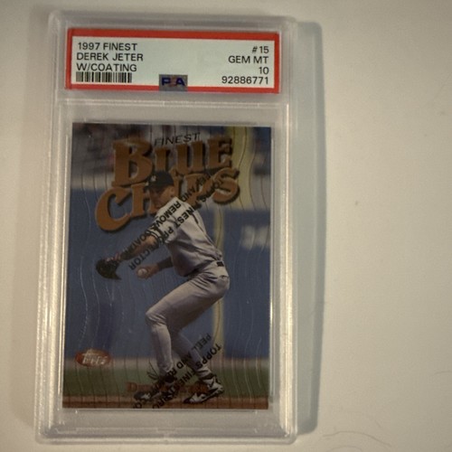 1997 Finest Blue Chips with w/ Coating NY Yankees #15 Derek Jeter PSA ...