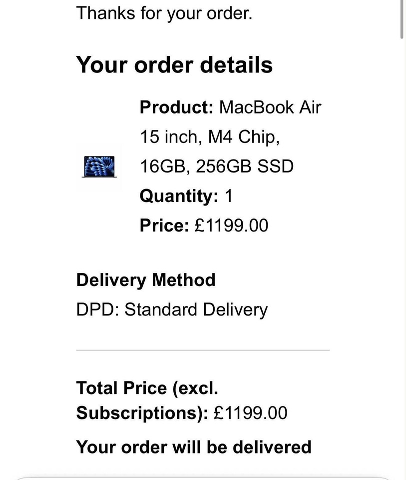 MacBook Air 15-inch M4 (2025) 10-Core CPU, 16GB RAM, 256GB SSD, Sky ...