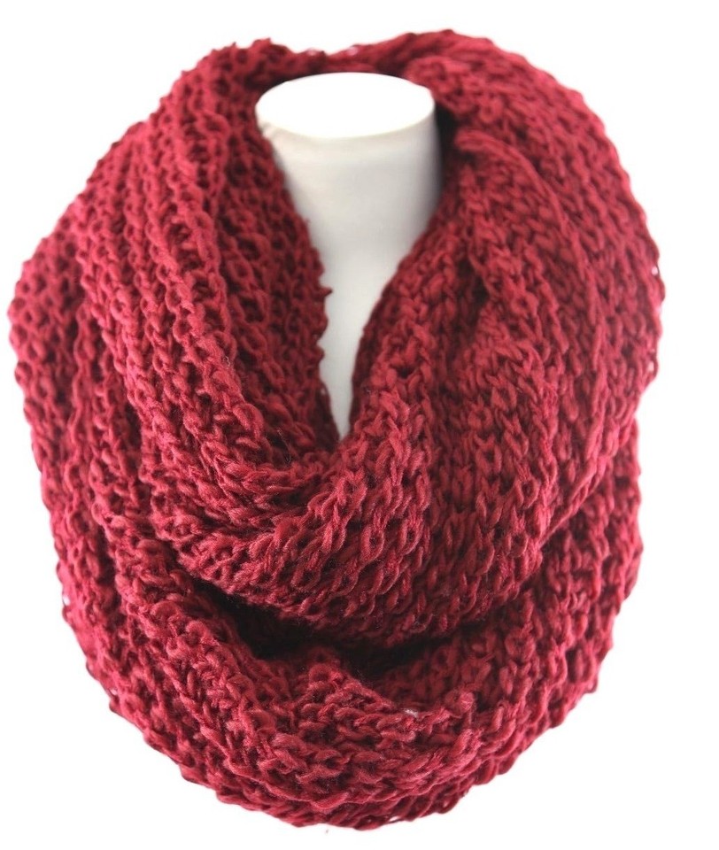 Chunky Deep Red Burgundy Thick Super Soft Warm Infinity Winter Scarf ...